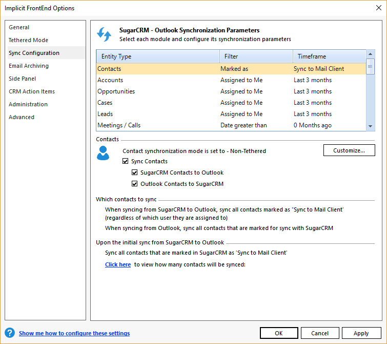 Implicit FrontEnd 6 for SugarCRM User Guide - Implicit for Outlook